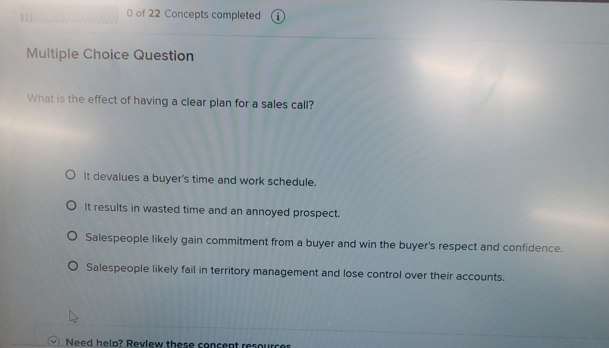 Solved 0 ﻿of 22 ﻿Concepts completedMultiple Choice | Chegg.com
