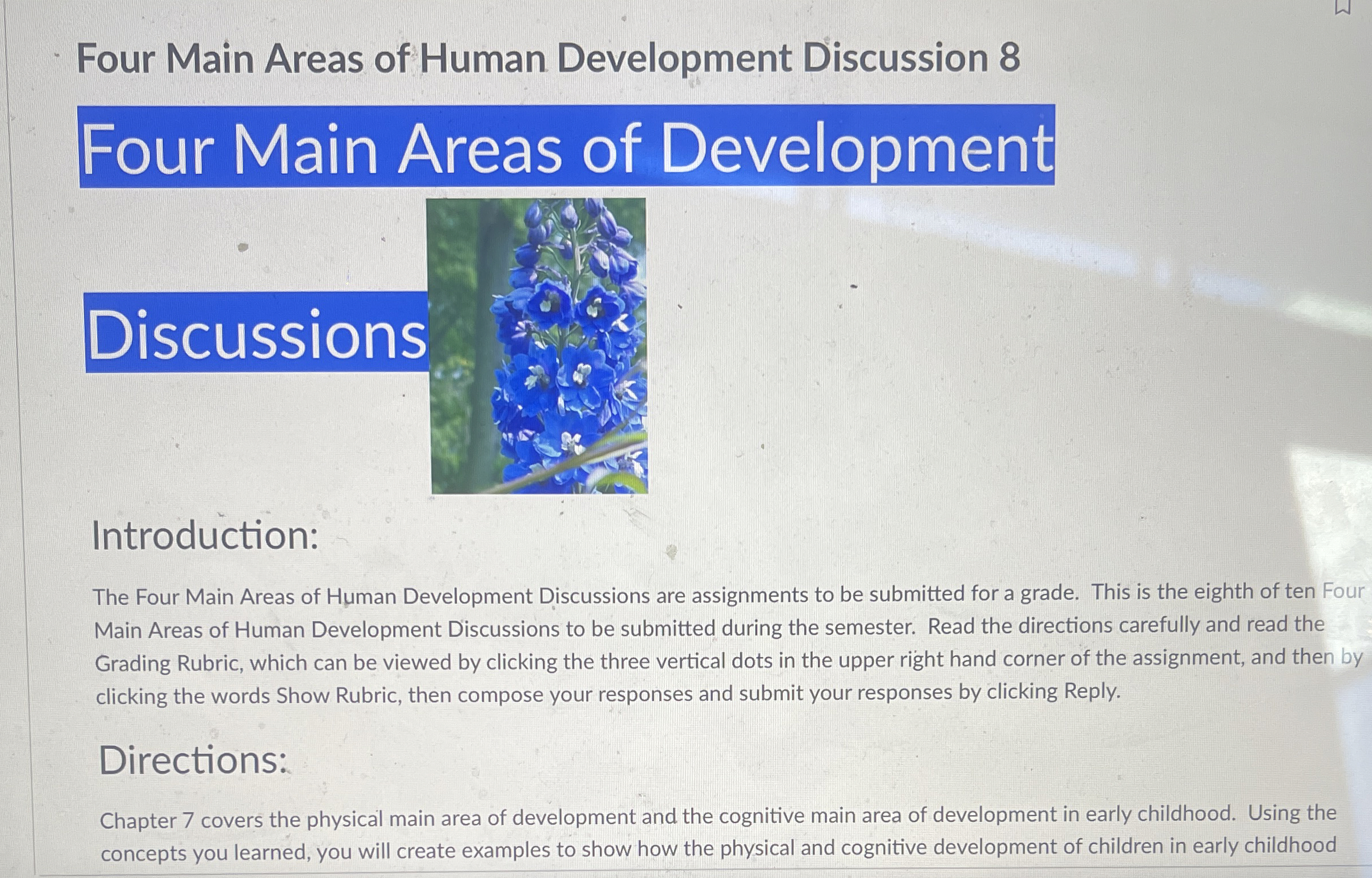 Solved Four Main Areas of Human Development Discussion 8Four | Chegg.com