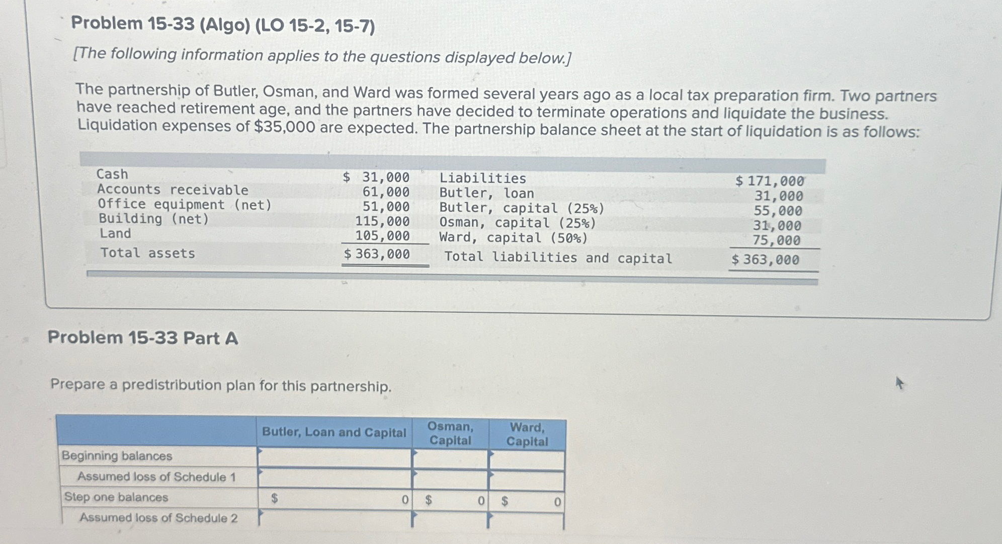 Problem 15-33 (Algo) (LO 15-2, 15-7)[The following | Chegg.com