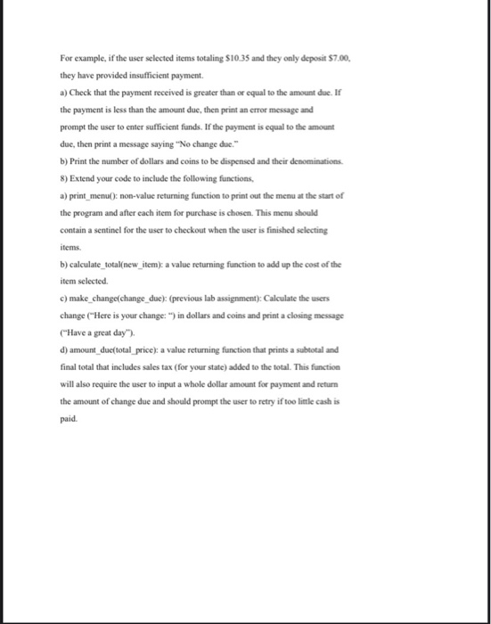 Solved Assignment Overview: You will create a vending | Chegg.com