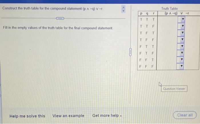 Solved Construct the truth table for the compound statement | Chegg.com