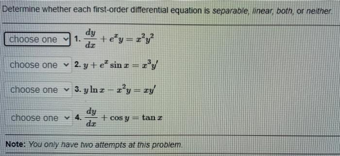 Solved Determine whether each first-order differential | Chegg.com