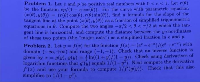 Solved Problem 1. Let e and p be positive real numbers with | Chegg.com