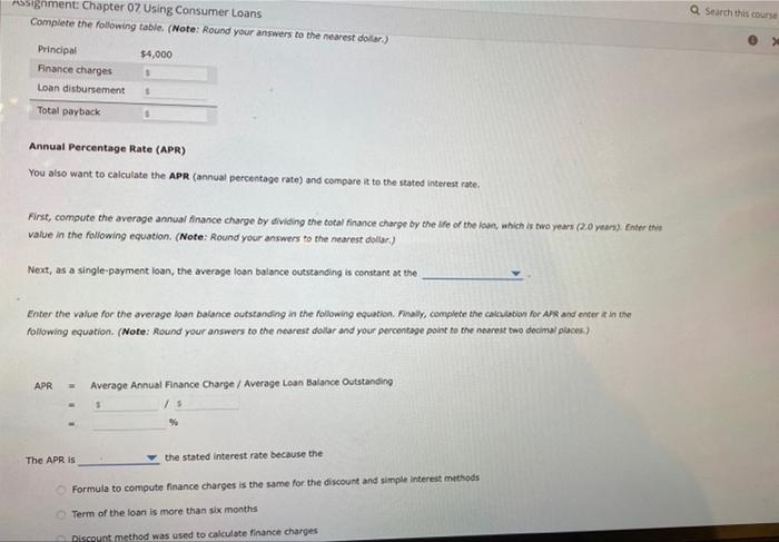 Solved 7. Calculating finance charges using the discount | Chegg.com