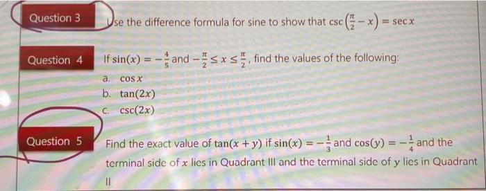 Solved determin in which quadrants each of the Following | Chegg.com