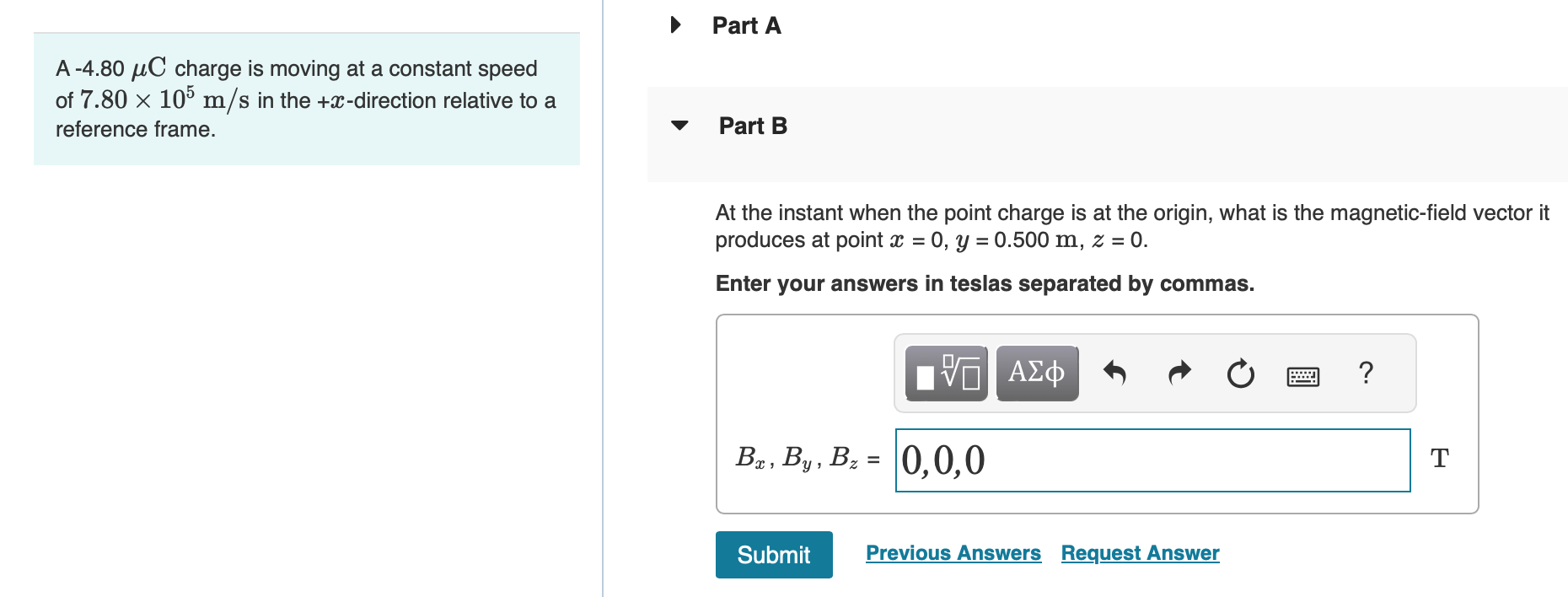 Solved Part CAt the instant when the point charge is at the | Chegg.com