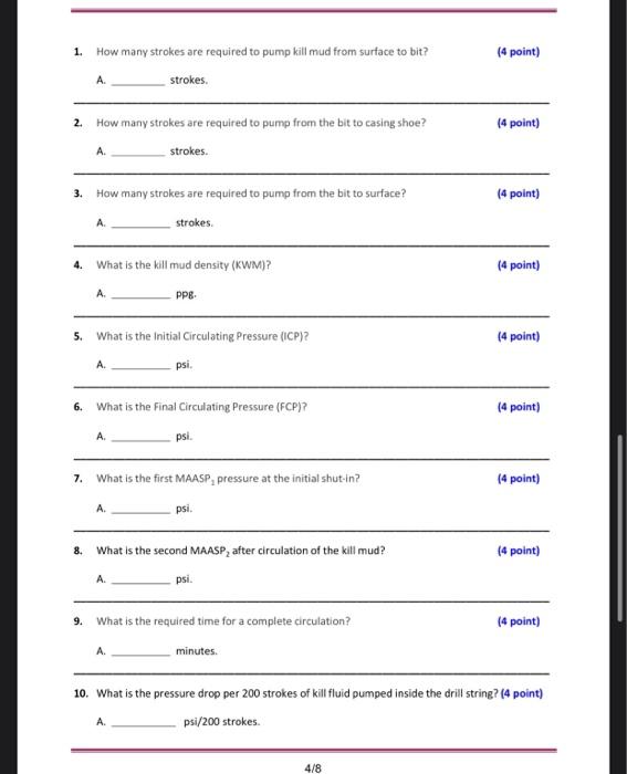 Solved Please fill in the blank "Well Control Kill Sheet" | Chegg.com