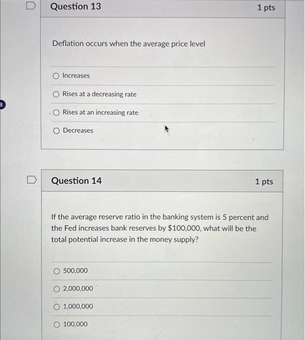 Solved Deflation occurs when the average price level | Chegg.com