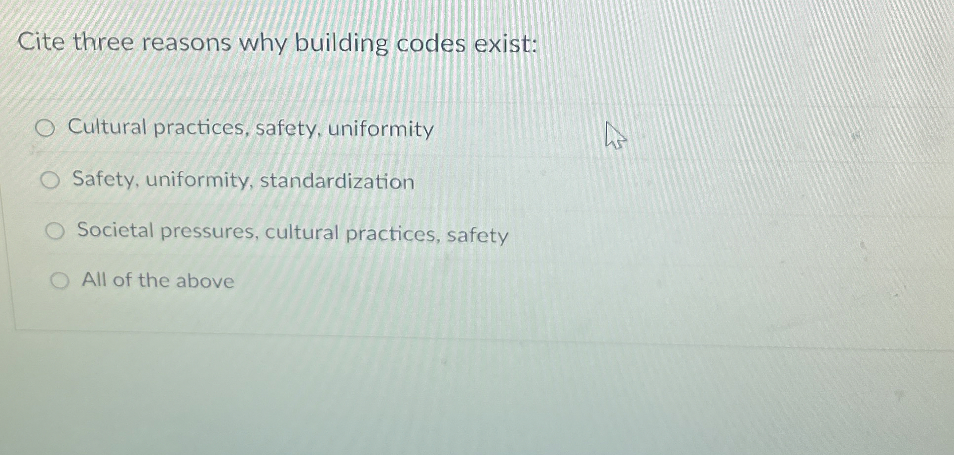 Solved Cite three reasons why building codes exist:Cultural | Chegg.com