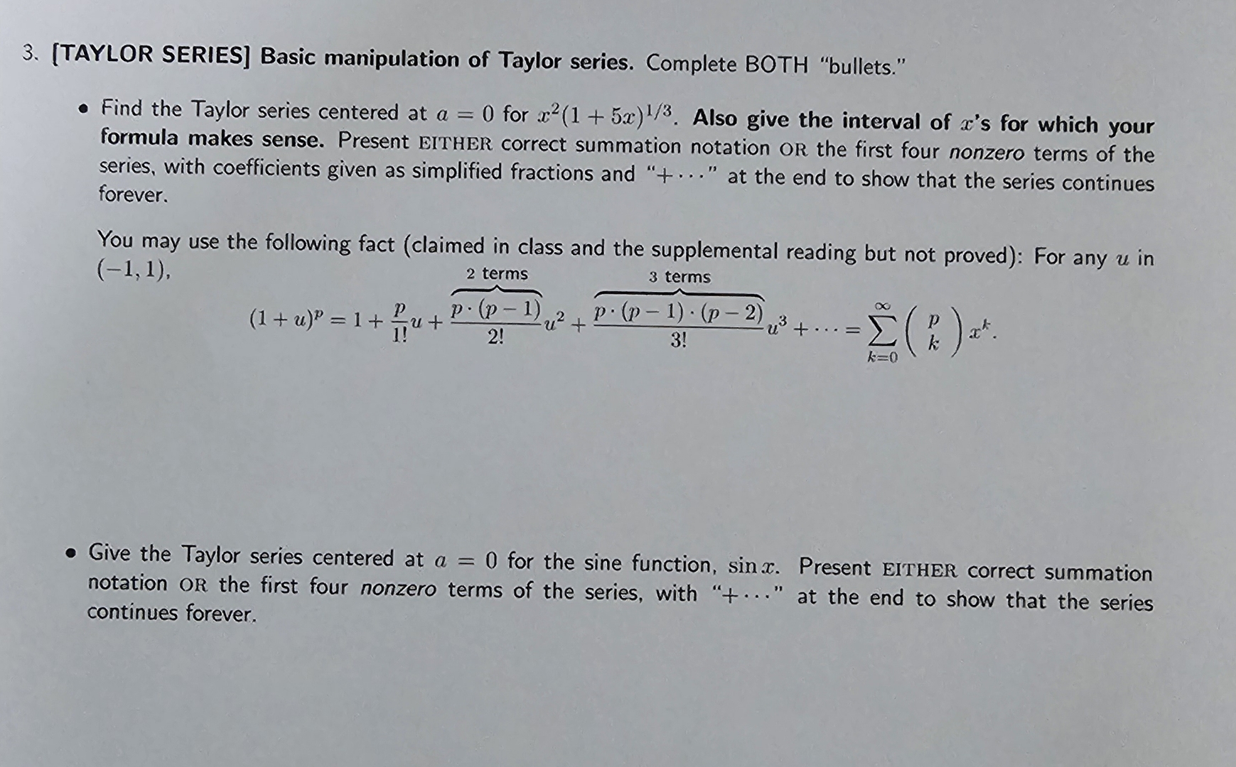 Solved [TAYLOR SERIES] ﻿Basic manipulation of Taylor series. | Chegg.com
