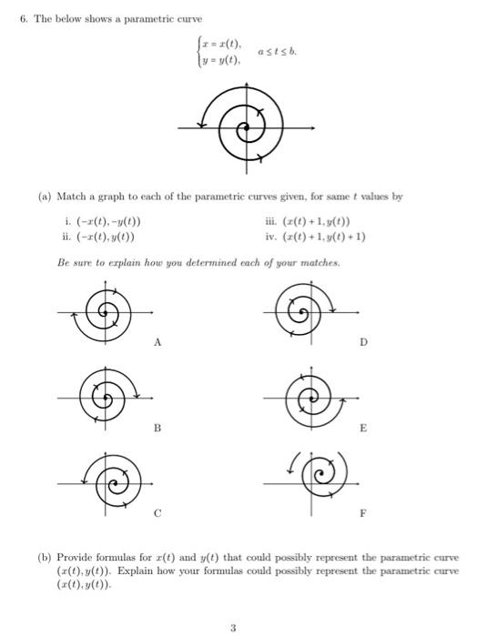 [solved] 6 The Below Shows A Parametric Curve A Match A