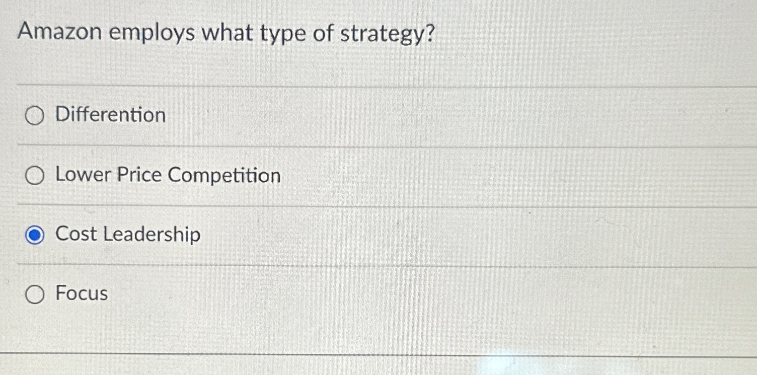 Solved Amazon employs what type of | Chegg.com