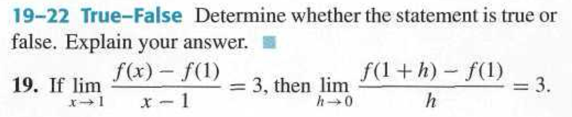 Solved 19-22 ﻿True-False Determine whether the statement is | Chegg.com