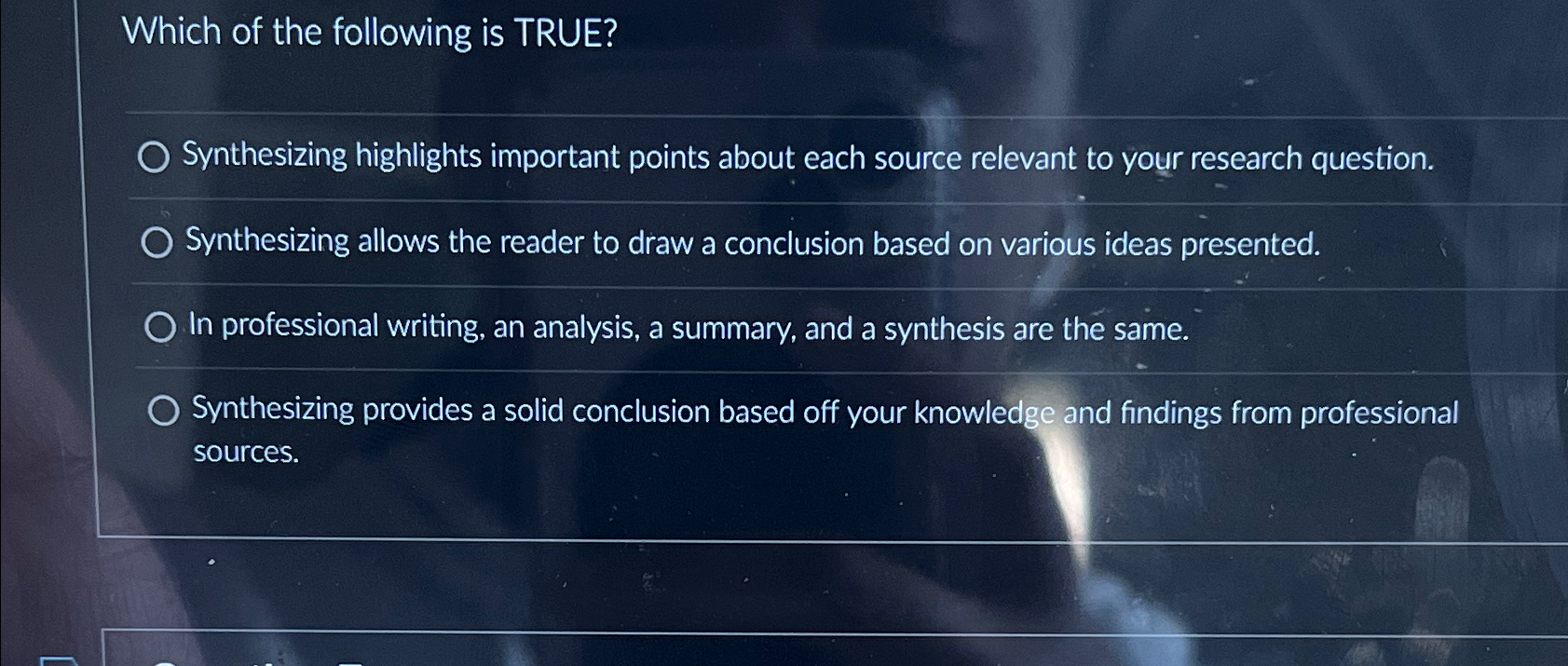 Solved Which of the following is TRUE?Synthesizing | Chegg.com
