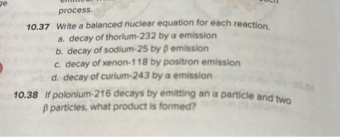 Solved 10.37 Write a balanced nuclear equation for each | Chegg.com