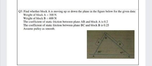 Solved 03: Find whether block A is moving up or down the | Chegg.com