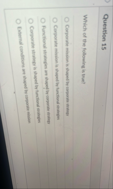 Solved Question 15Which of the following is true?Corporate | Chegg.com