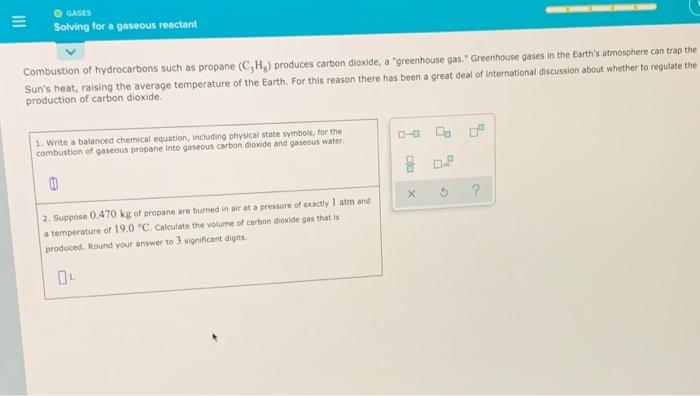 Solved O GASES III Solving for a gaseous reactant Combustion | Chegg.com