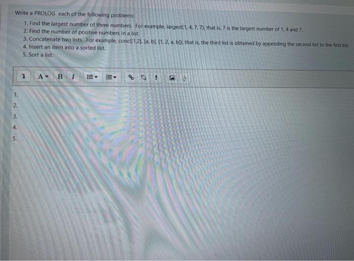 Solved Write a PROLOG each of the following problems: 1. | Chegg.com