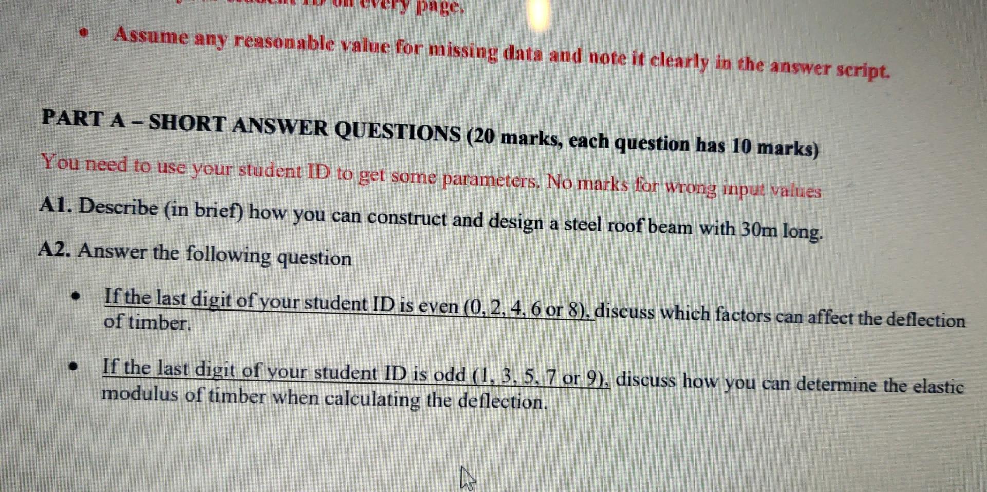 Solved page. Assume any reasonable value for missing data | Chegg.com