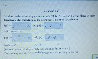 Solved Lety=xV(z3+z2)Calculate the derivative uxing, the | Chegg.com