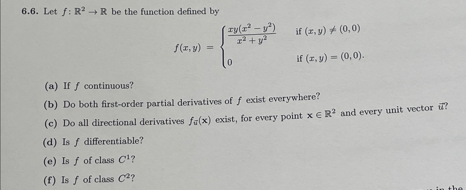 Solved 6.6. ﻿Let f:R2→R ﻿be the function defined | Chegg.com