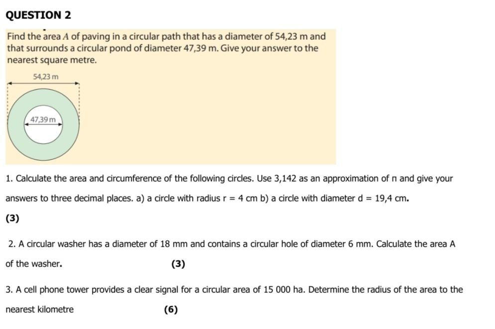 Solved Find the area A of paving in a circular path that has | Chegg.com