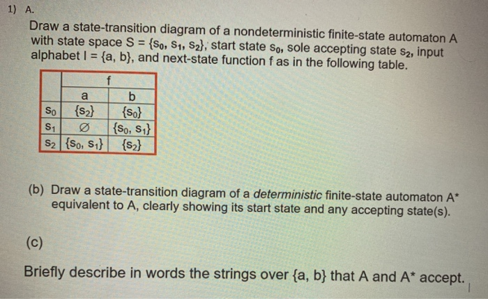 Solved 1) A. Draw a state-transition diagram of a | Chegg.com