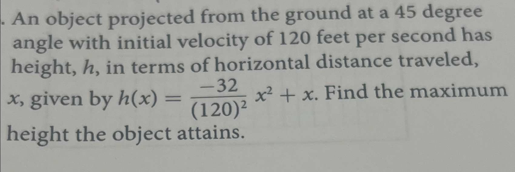 Solved An object projected from the ground at a 45 ﻿degree | Chegg.com