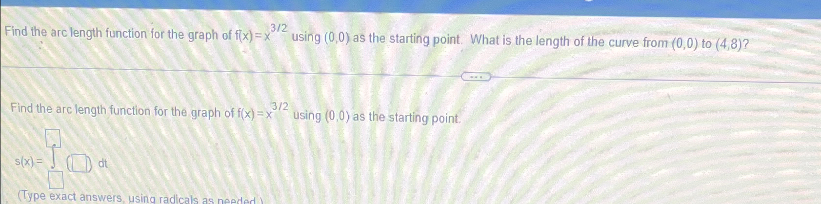 Solved Find the arc length function for the graph of | Chegg.com