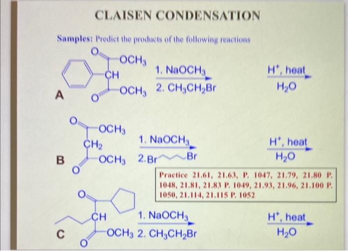 Solved CLAISEN CONDENSATION | Chegg.com