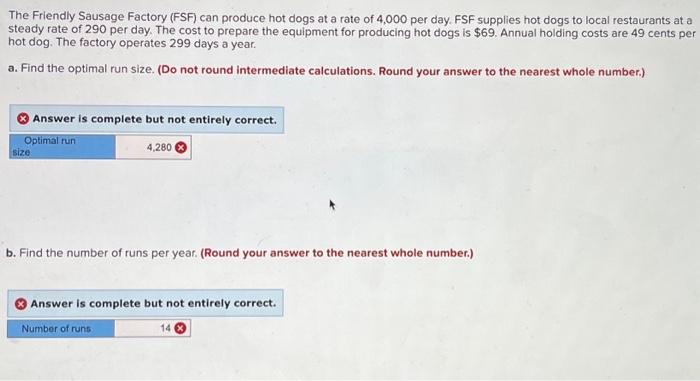 Solved The Friendly Sausage Factory (FSF) can produce hot | Chegg.com