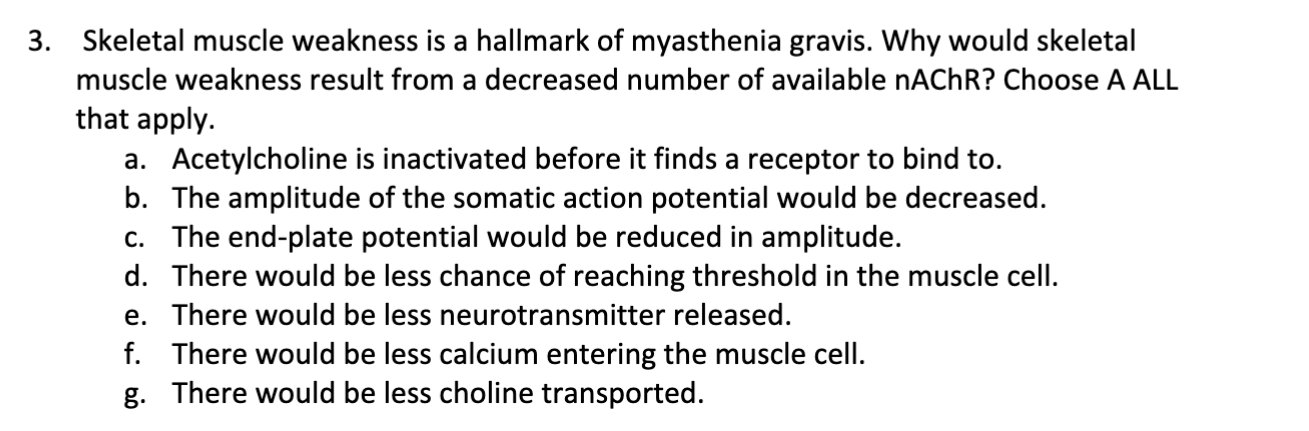 Solved Skeletal muscle weakness is a hallmark of myasthenia | Chegg.com