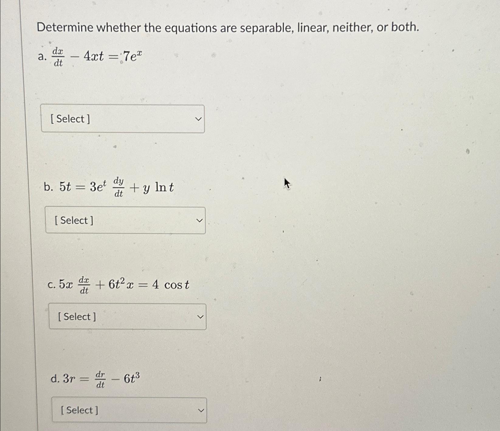 Solved Determine whether the equations are separable, | Chegg.com