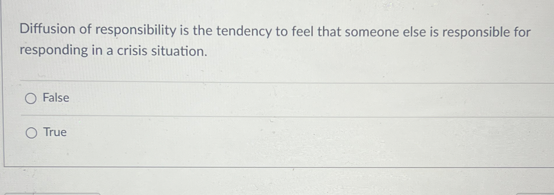 Solved Diffusion of responsibility is the tendency to feel | Chegg.com