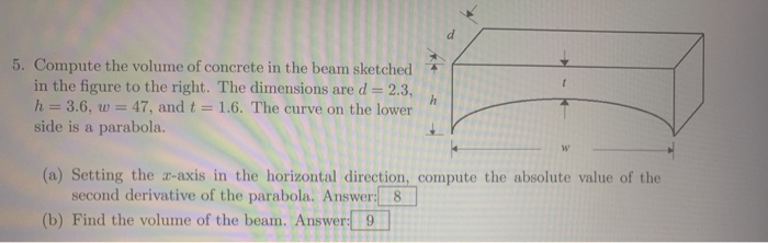 Solved 5. Compute the volume of concrete in the beam | Chegg.com