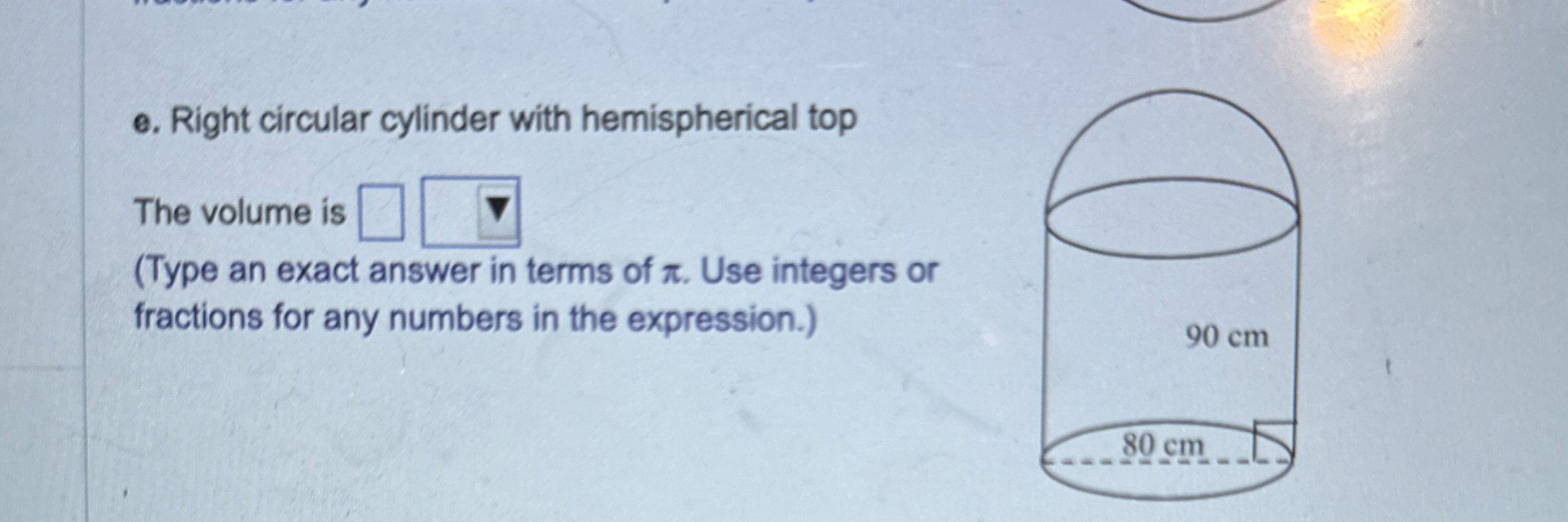 Solved e. ﻿Right circular cylinder with hemispherical topThe | Chegg.com