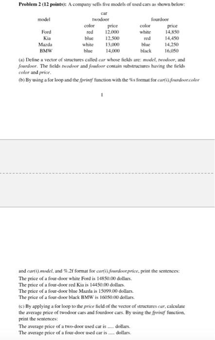 Solved Problem 1 (8 points): (a) Define a cell array matrix | Chegg.com