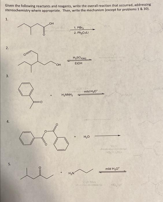 Solved Given the following reactants and reagents, write the | Chegg.com