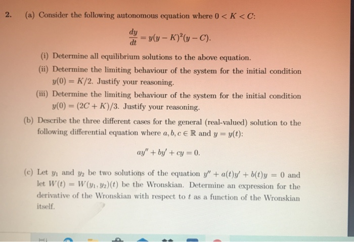 Solved 2. (a) Consider the following autonomous equation | Chegg.com