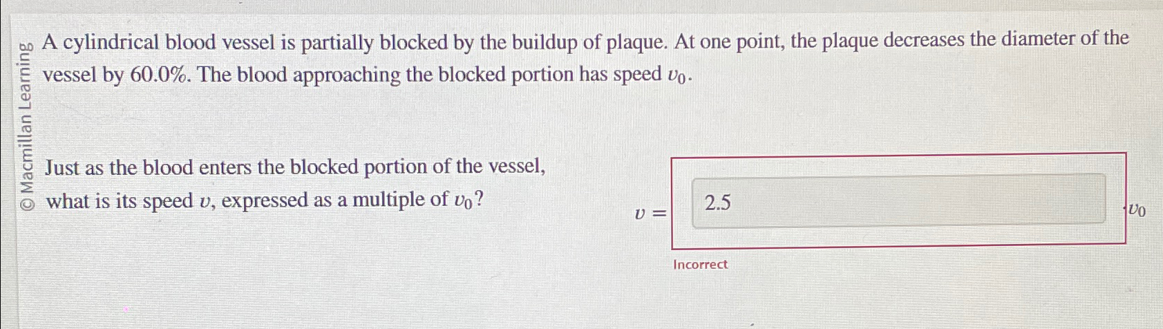 Solved A cylindrical blood vessel is partially blocked by | Chegg.com