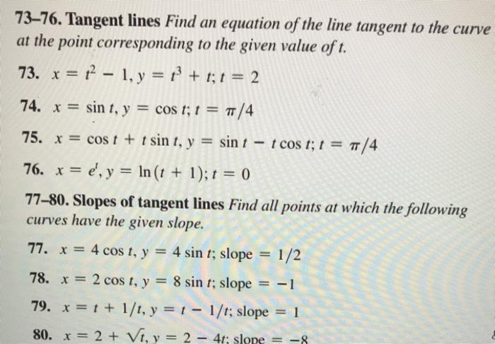 Solved 73–76. Tangent lines Find an equation of the line | Chegg.com