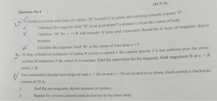 Solved Quction Ne4 a. Consider a circular wire loop of a | Chegg.com