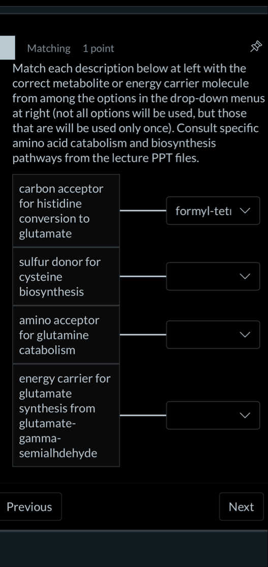 Solved Matching1 ﻿pointMatch each description below at left | Chegg.com