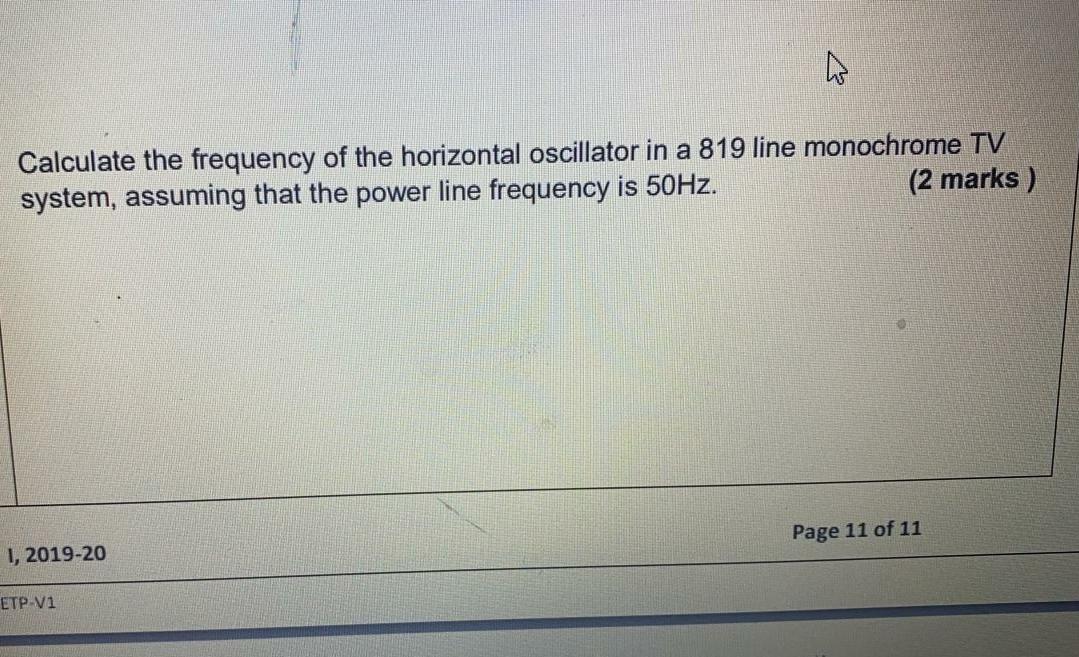 Solved Calculate the frequency of the horizontal oscillator | Chegg.com
