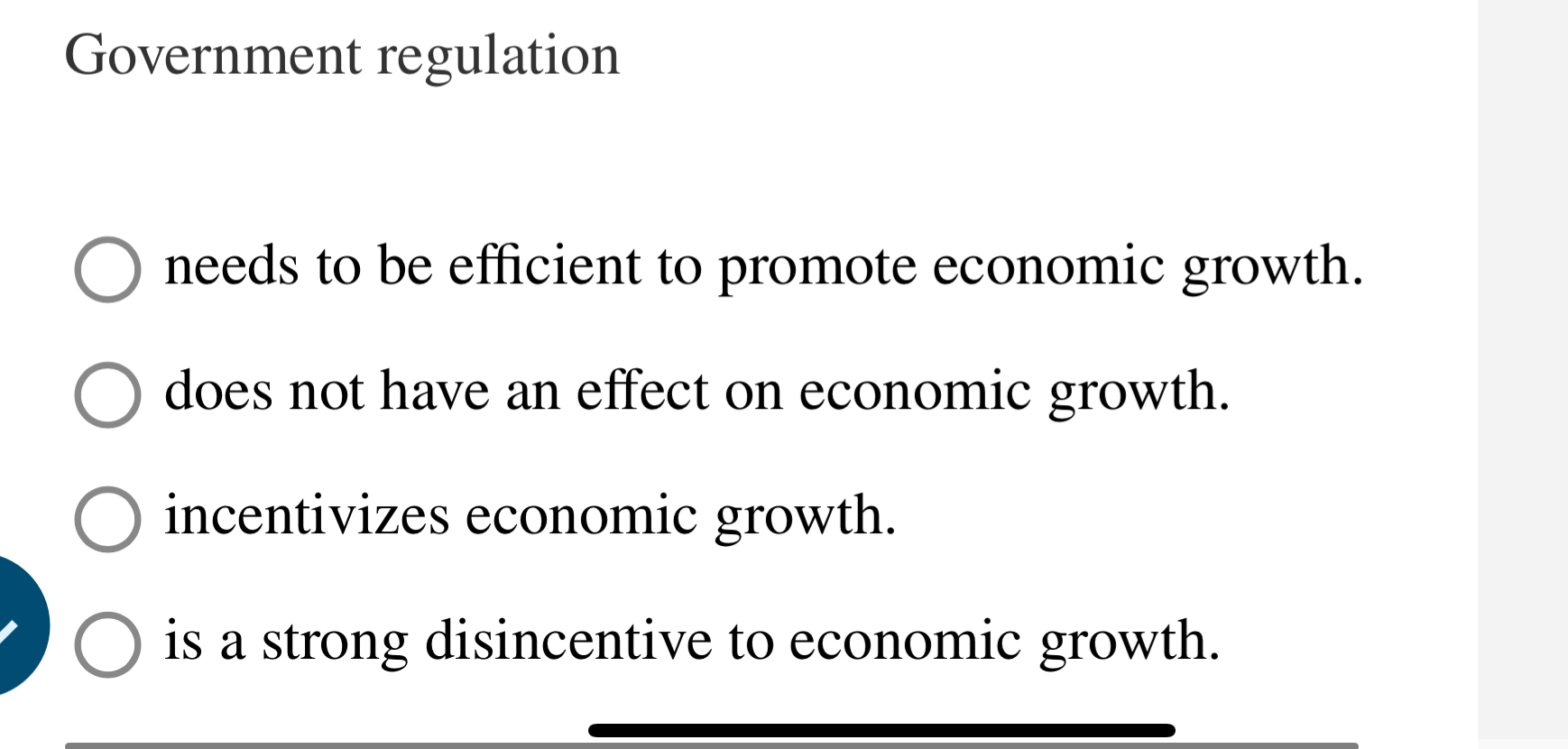 Solved Government regulationneeds to be efficient to promote | Chegg.com