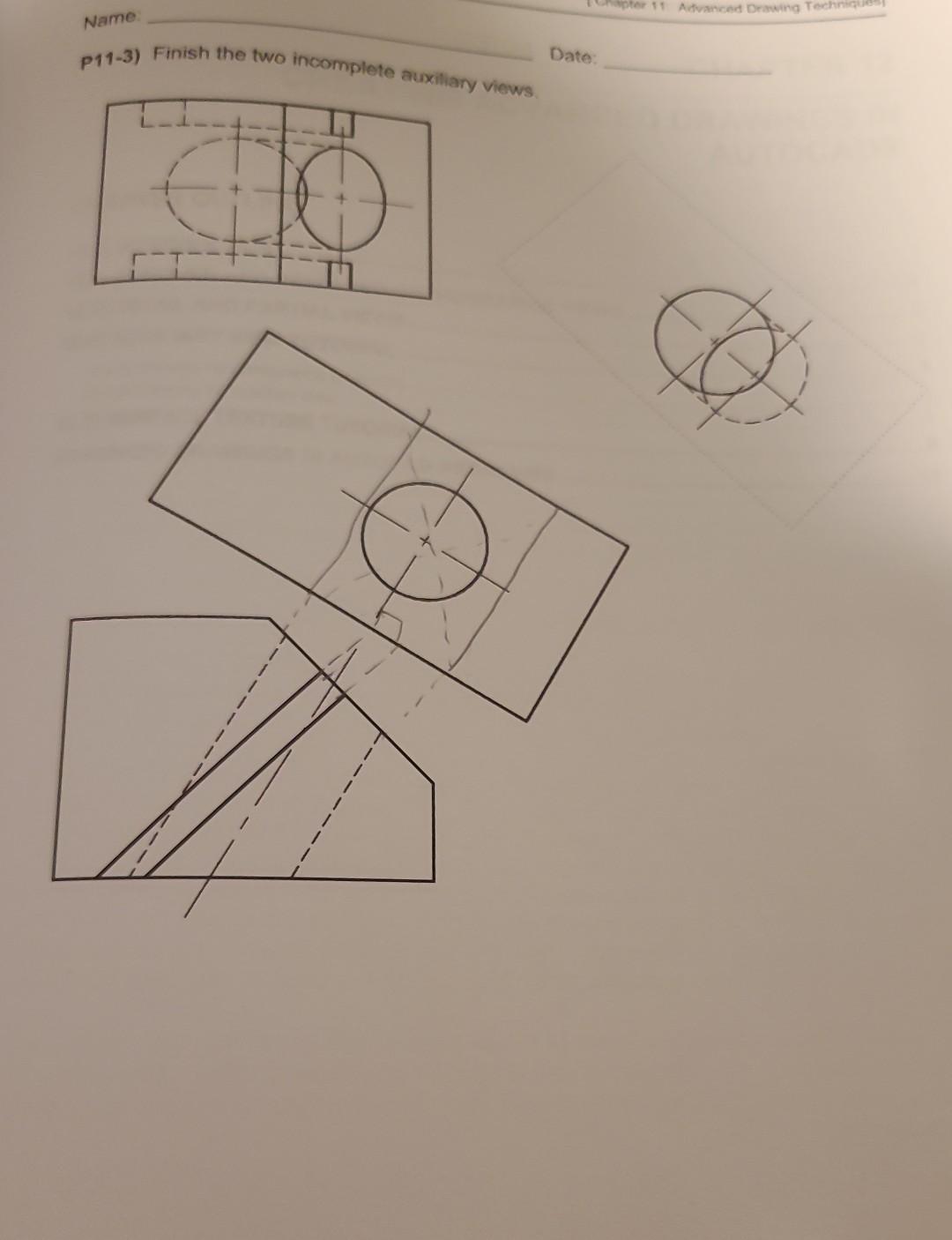 Solved p11-3) Finish the two incomplete auxiliary viows | Chegg.com