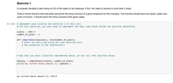 Solved Exercise 1 A company decided to give bonus of 5% of | Chegg.com