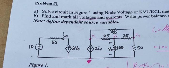 Solved a) Solve circuit in Figure 1 using Node Voltage or | Chegg.com