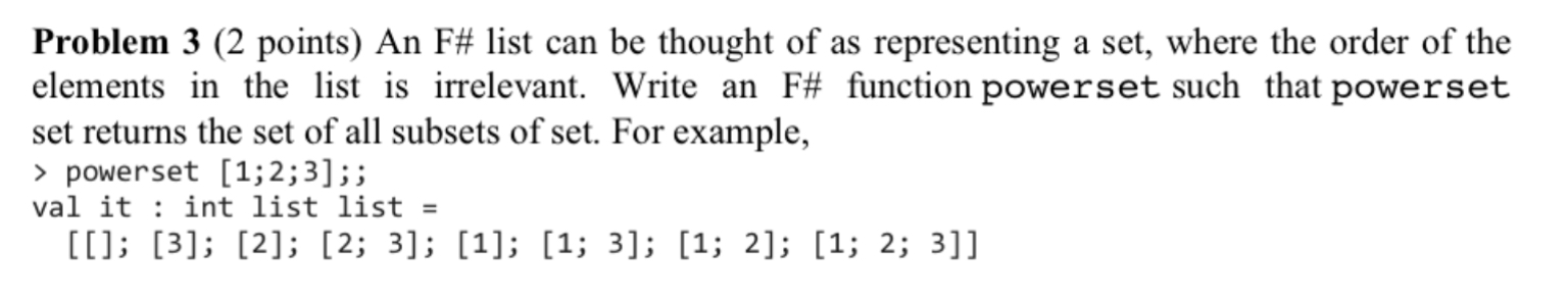Solved Problem 3 (2 ﻿points) ﻿An F\# list can be thought of | Chegg.com